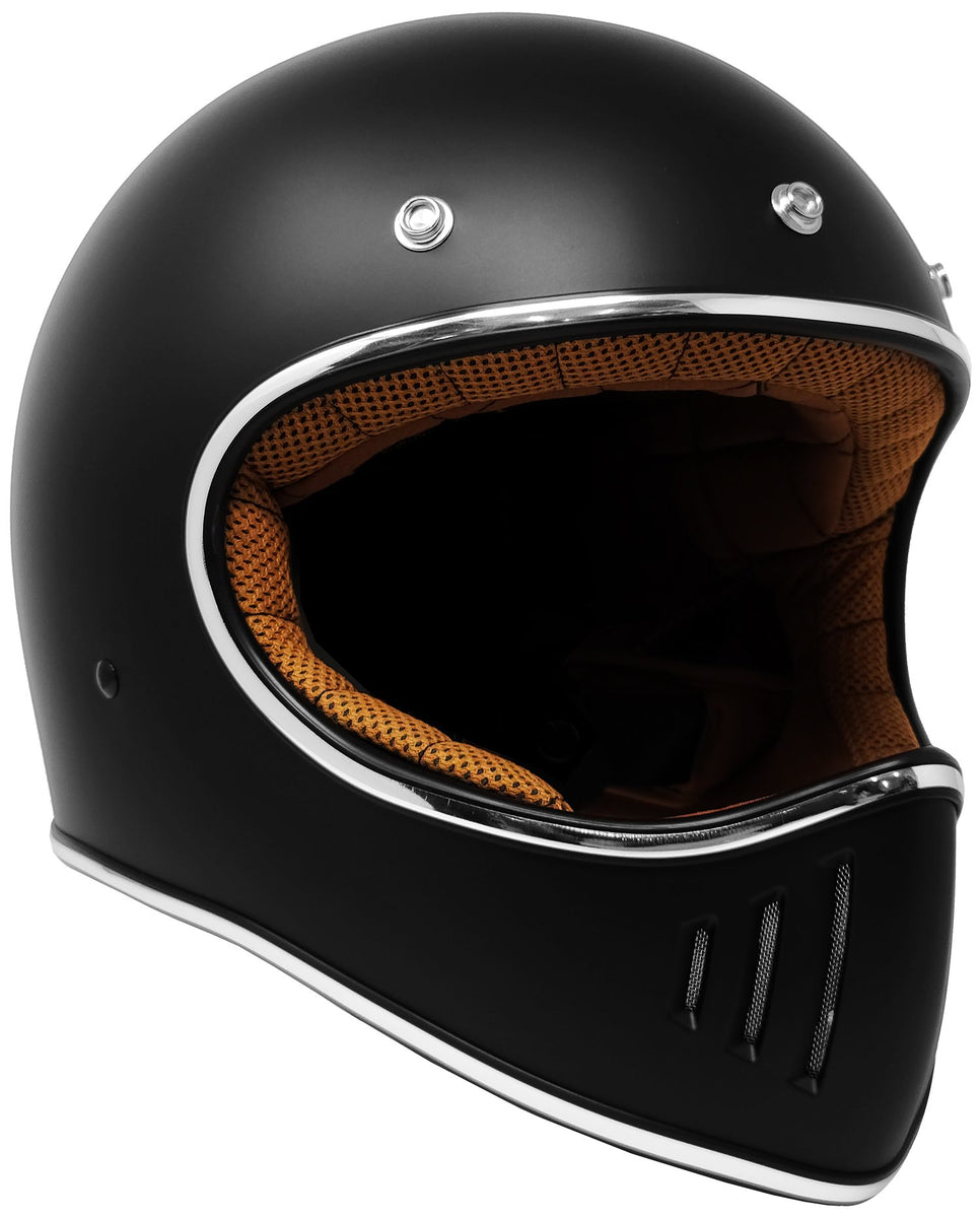 GDM REBEL Vintage Full Face Motorcycle Helmet + Free Sun Visor ...